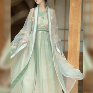 Women Green Hanfu Dress, Spring Fairy Hanfu Clothing, Chinese Style ...