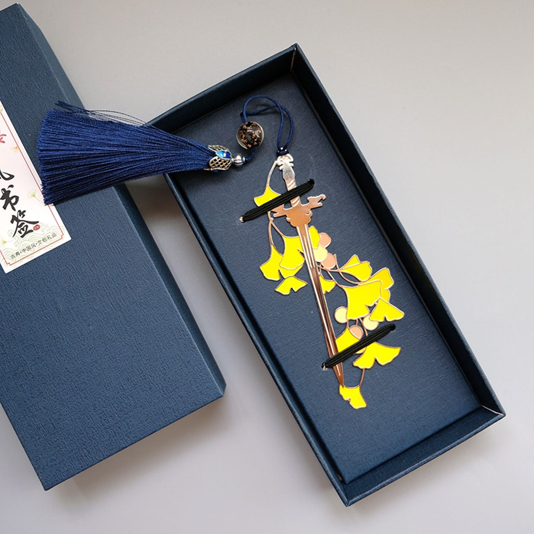 Gingko Sword Metal Bookmarks, Classical Chinese Bookmark, Tassel Book ...