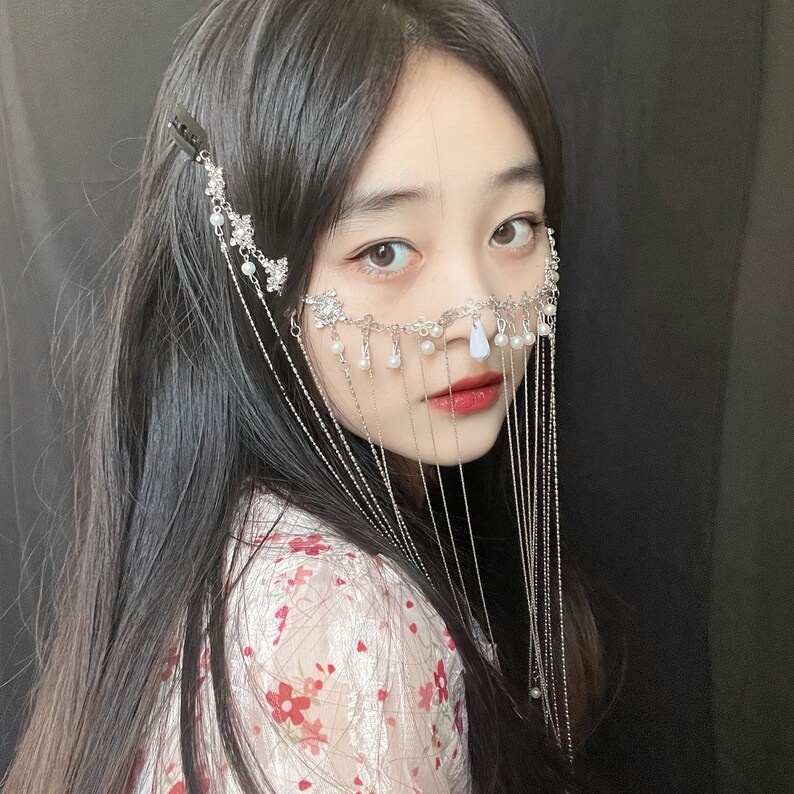 Retro Hanfu Noodle Chain Tassel Covering Face Chinese Style - Etsy