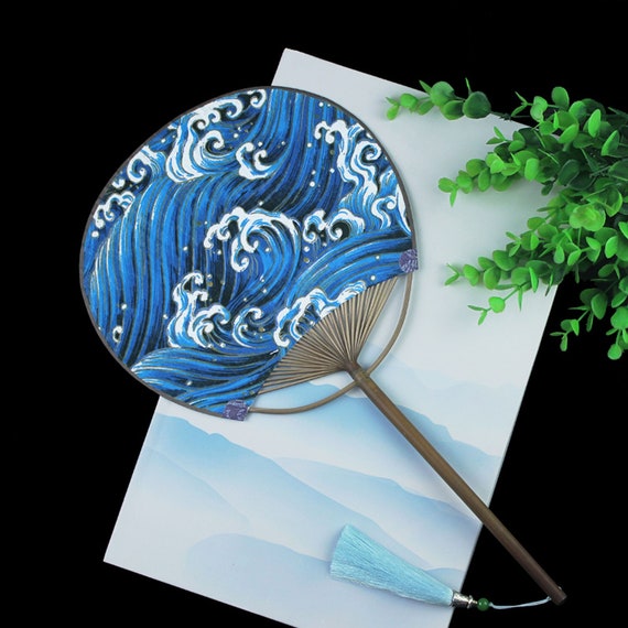 Japanese Handmade Fans Wavy Round Fans Female Retro Hand - Etsy