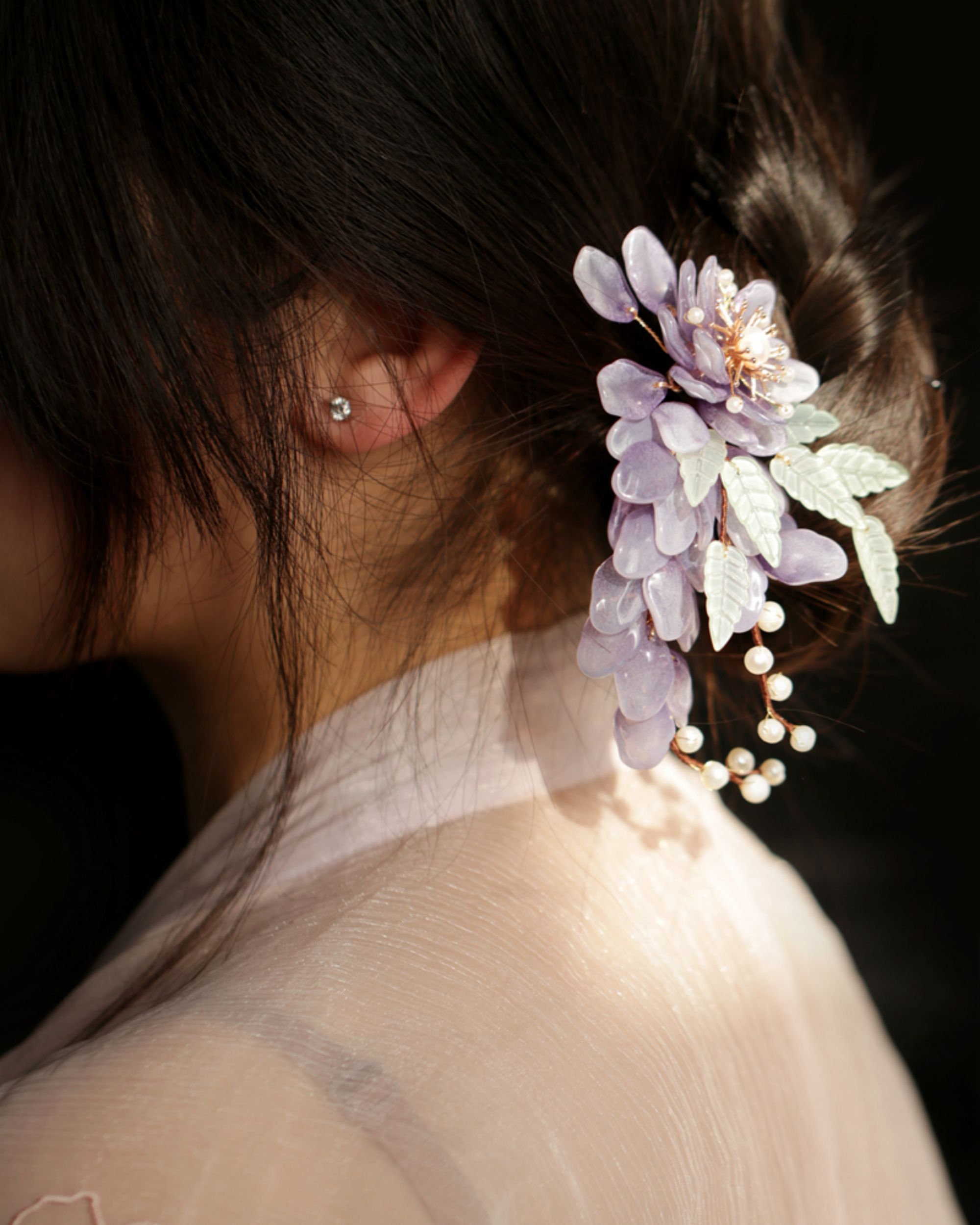 Delicate Purple Hair Pins Flower Hair Sticks Chinese Style - Etsy