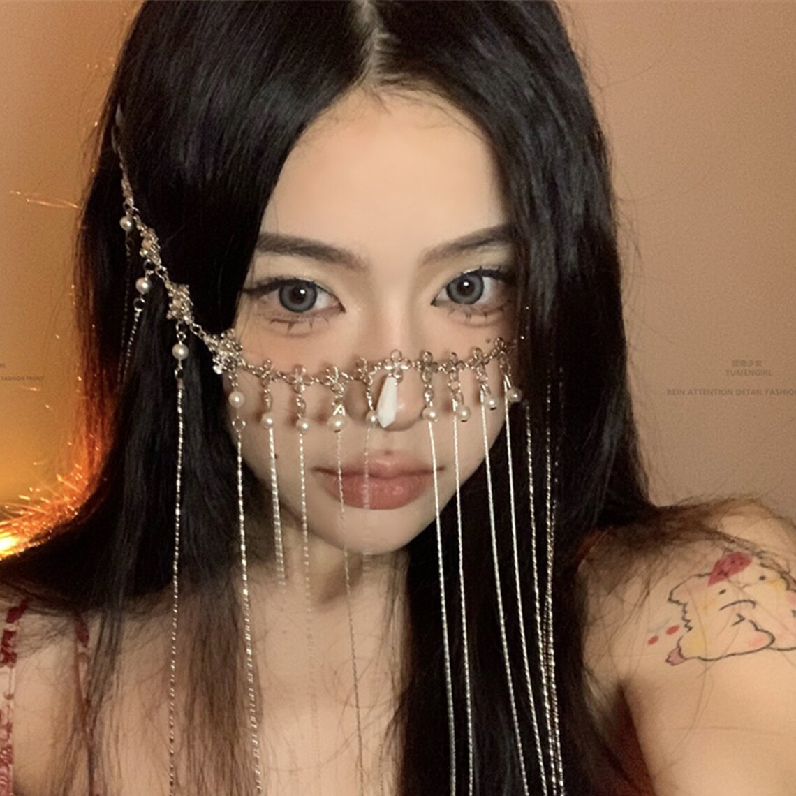Retro Hanfu Noodle Chain Tassel Covering Face Chinese Style - Etsy
