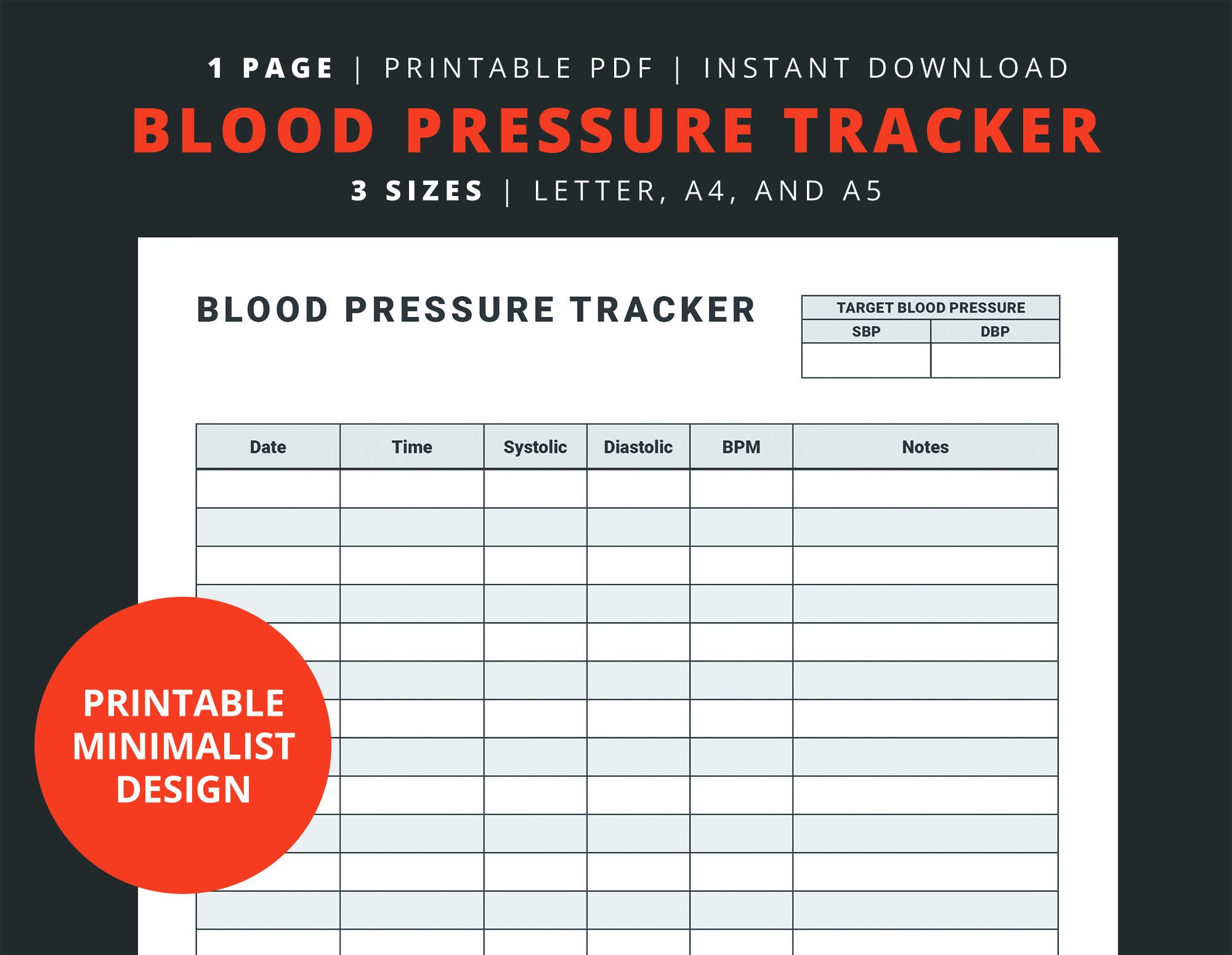 Blood Pressure Log Printable, High Blood Pressure Tracker, Hypertension ...