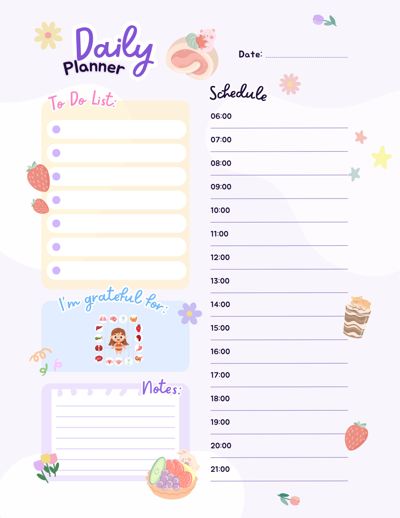 Cute & Girly Daily Planner With Different Themes! - Etsy