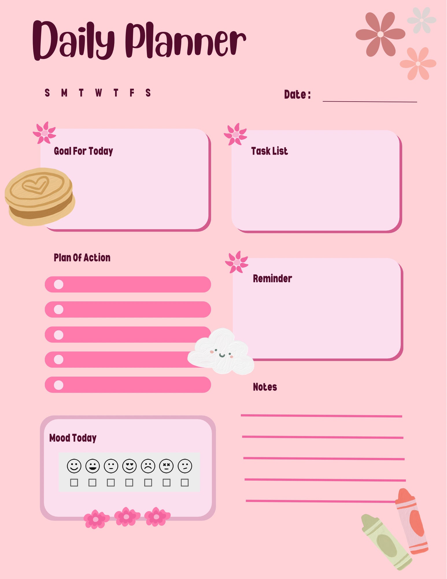Cute & Girly Daily Planner With Different Themes! - Etsy
