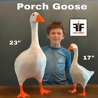 LARGE 19" Cement Porch Goose Statue, American Dress up Goose Statue ...