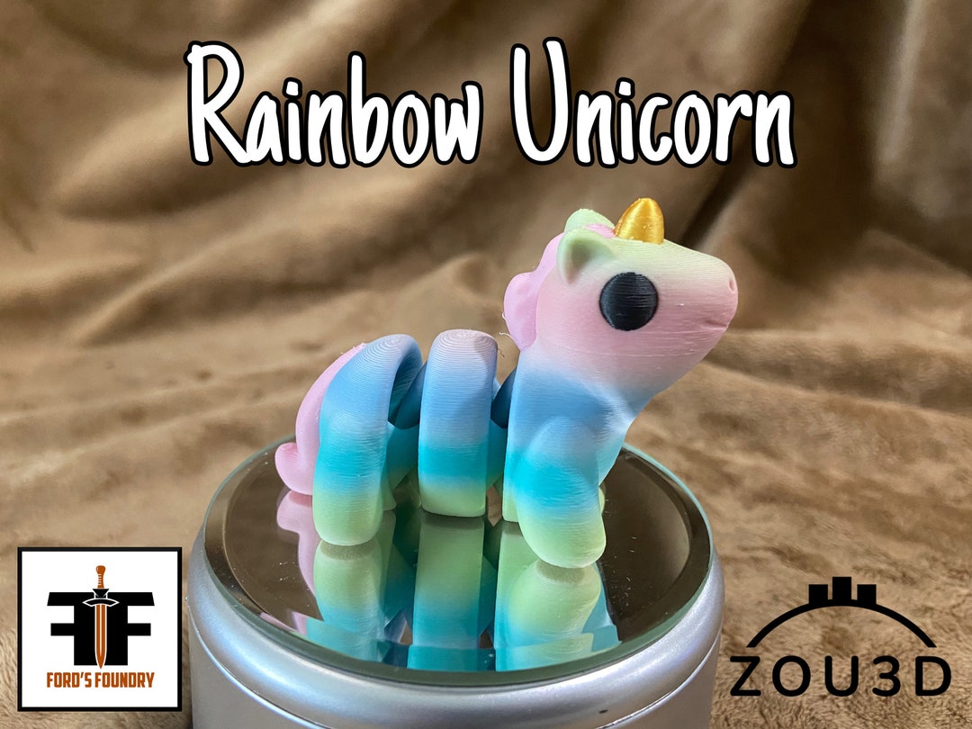 Rainbow Unicorn Flexi Toy - Party Favor - Bulk Available - Zou3d Design ...