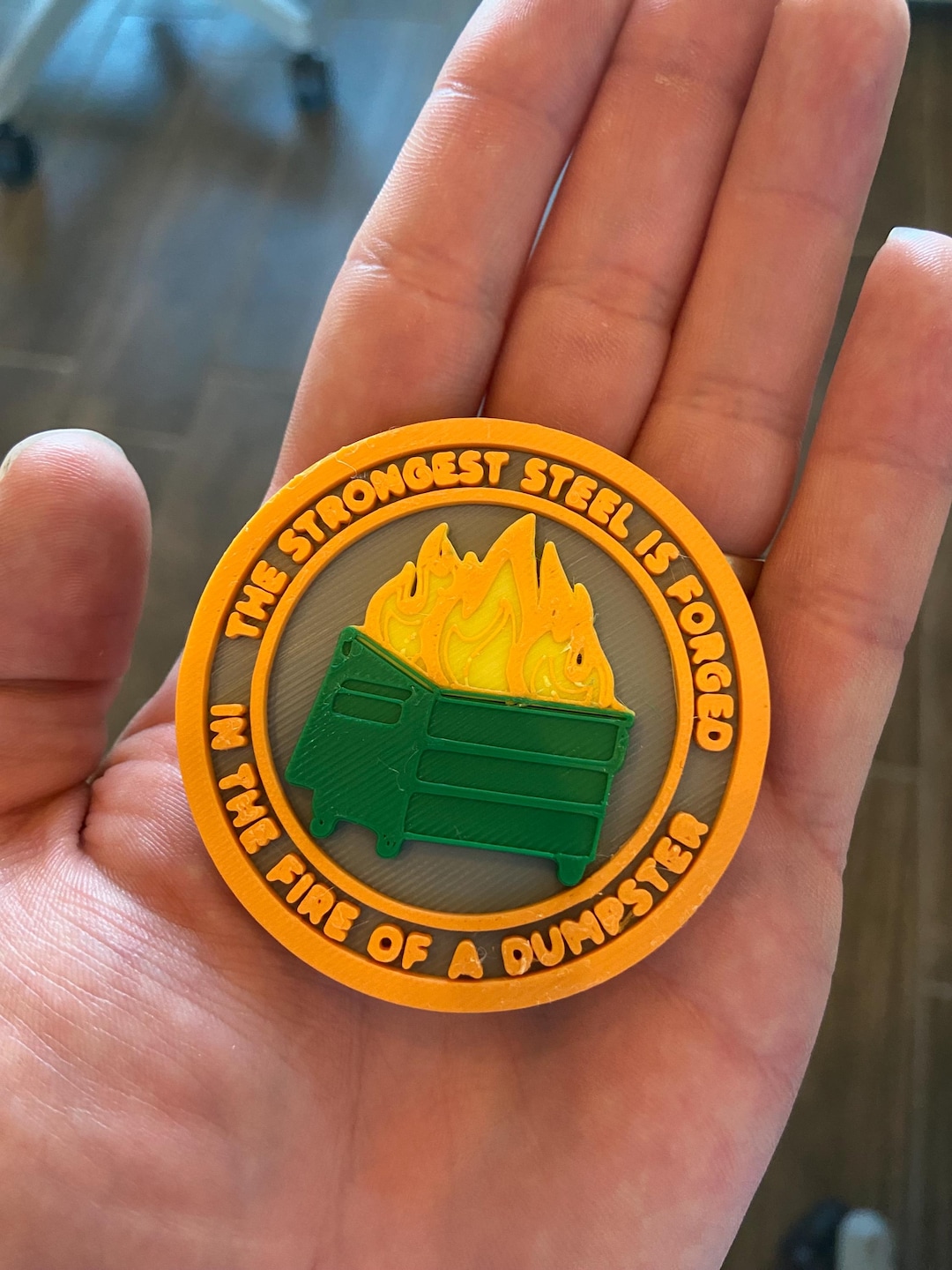 Dumpster Fire Challenge Coin 3D Printed Novelty 60mm Diameter - Etsy