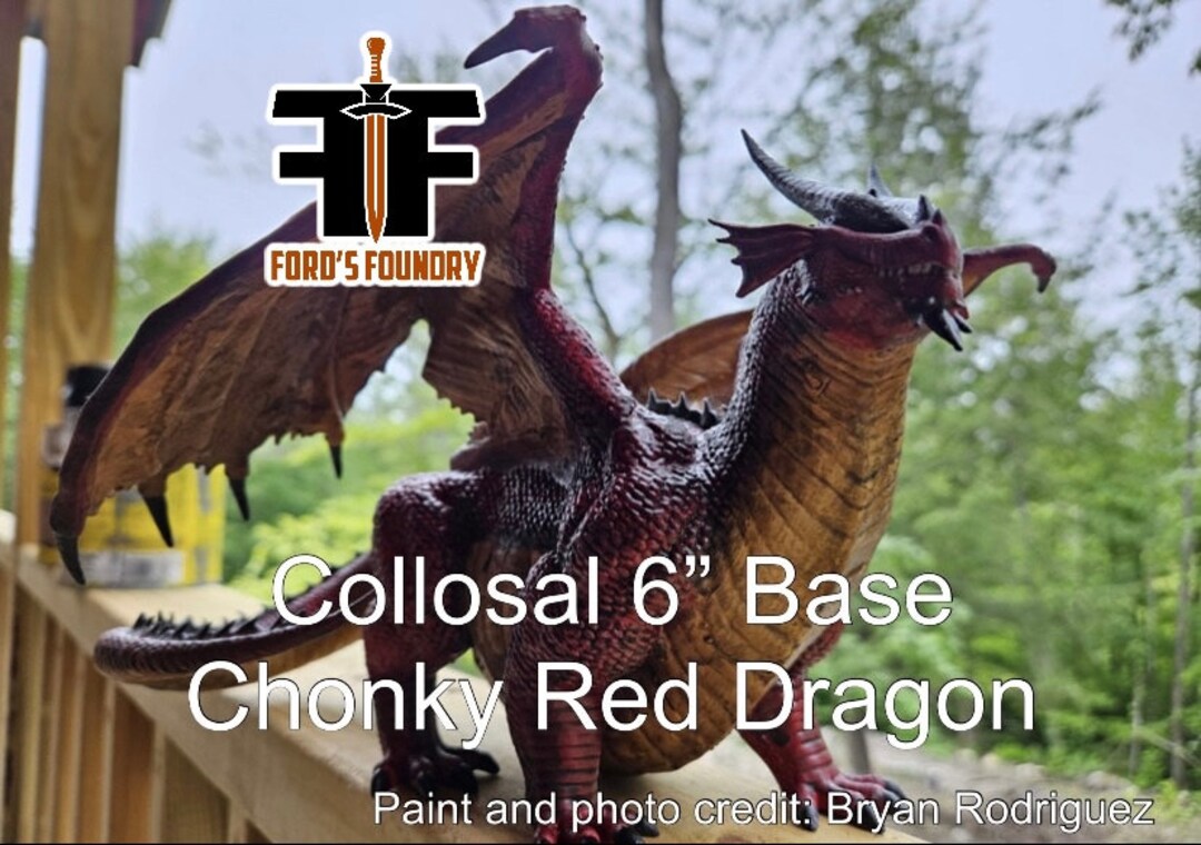 Colossal 6" Base Themberchaud Chonky Red Dragon - RPG Miniature - Resin ...