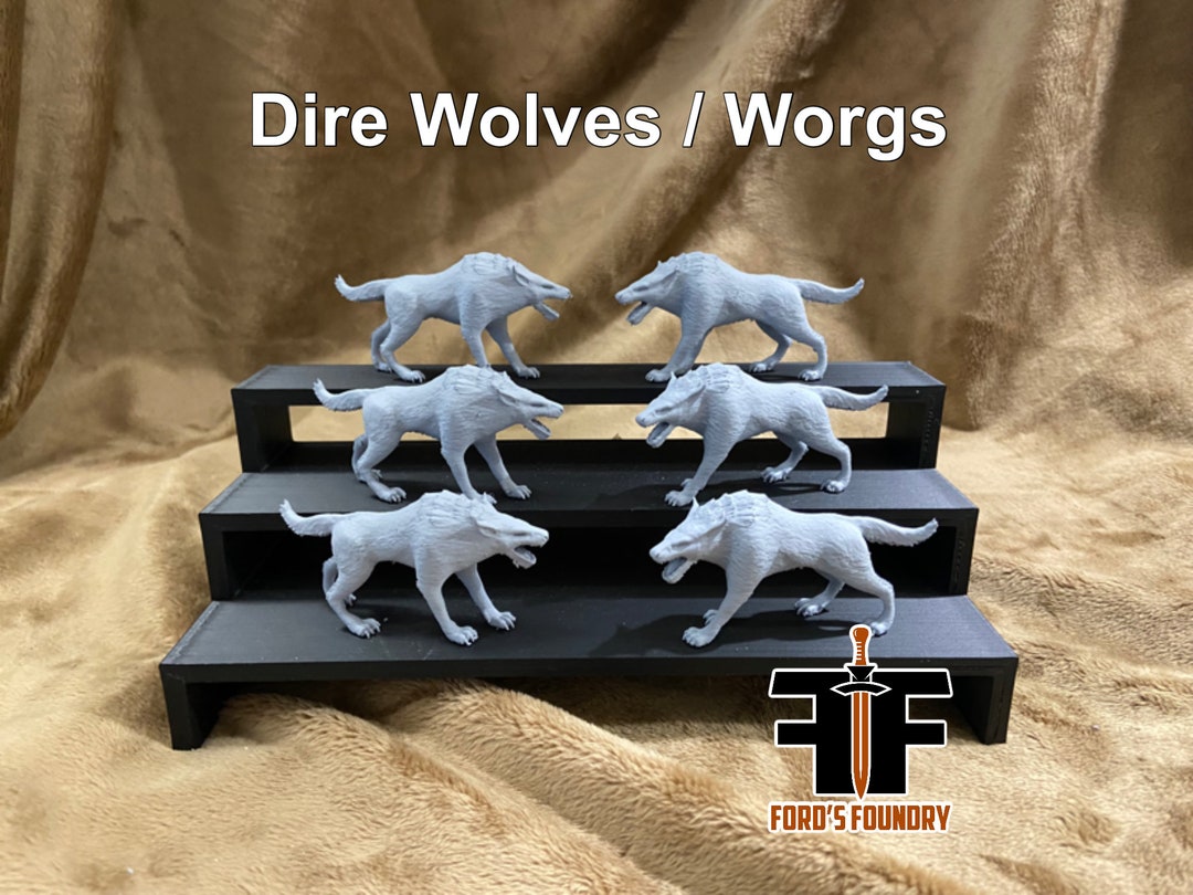 Dire Wolves / Worgs RPG Miniature Sets Resin 3D Print MZ4250 Primed ...