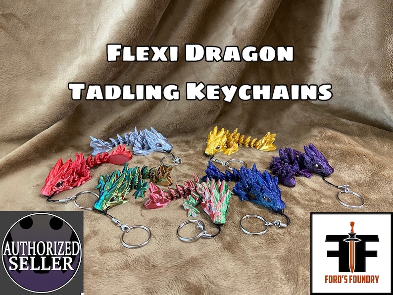 Flexi Dragon Tadling Keychain - Party Favor - Bulk Available - Cinderwing3d Design - Etsy