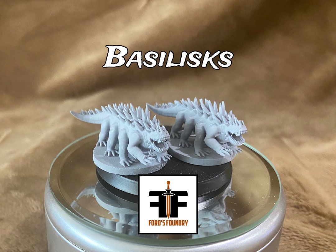 Basilisk Pair 1” Base RPG Miniatures - Resin 3D Print - Primed Ready to ...