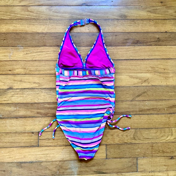 Y2k Vintage One Piece Halter Top Swimsuit Multicolo… Gem