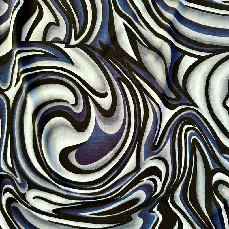 90s Y2k Vintage Liquid Swirl Print Mini Skirt - Blue Black Elastic ...