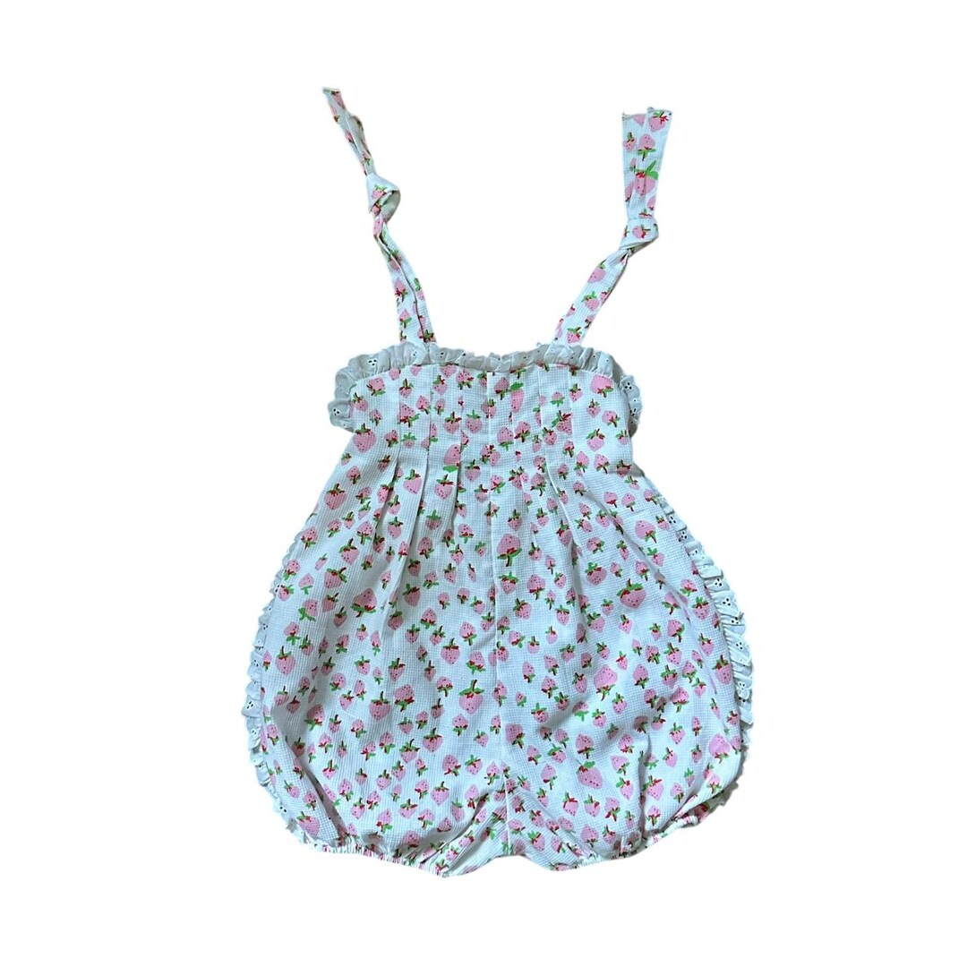 60s 70s Vintage Strawberry Print Bubble Romper - Girls 3T - Etsy