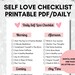 Self Love Checklist Printable PDF Daily Routine Self Love - Etsy