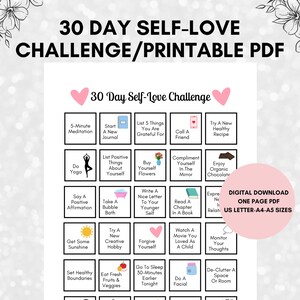 30 Day Self-love Challenge Printable PDF Self Love Challenge - Etsy