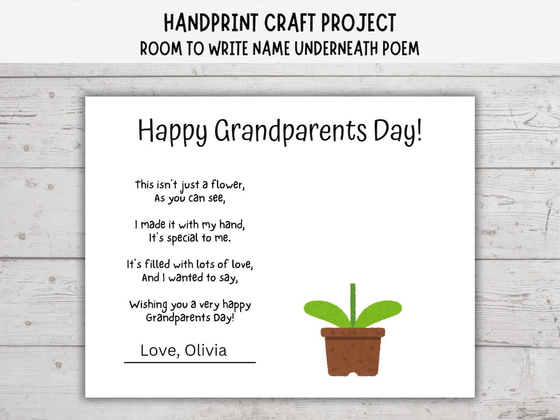 Grandparents Day Handprint Craft, Happy Grandparents Day Handprint ...