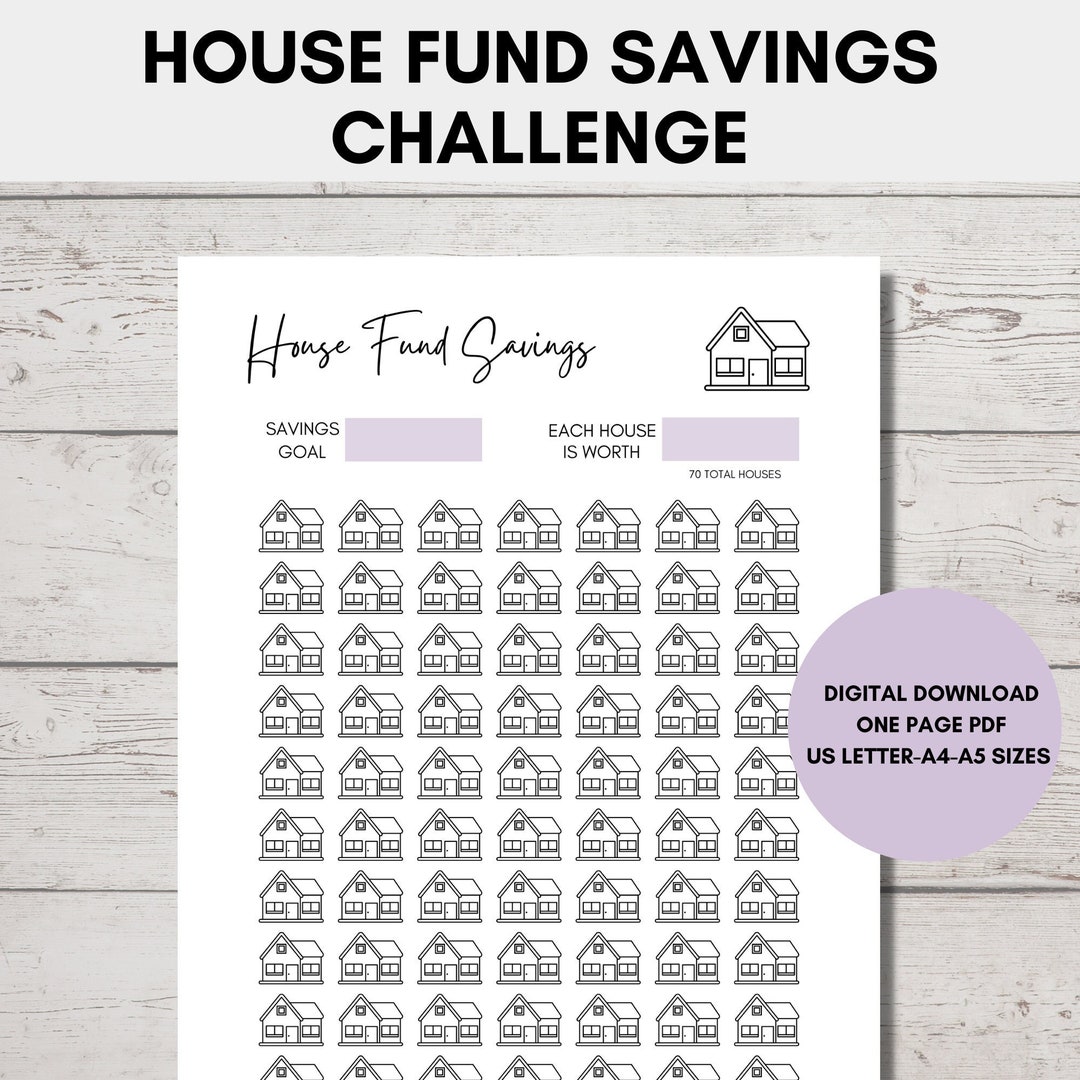 House Fund Savings Printable, House Fund Tracker, Money Saving ...
