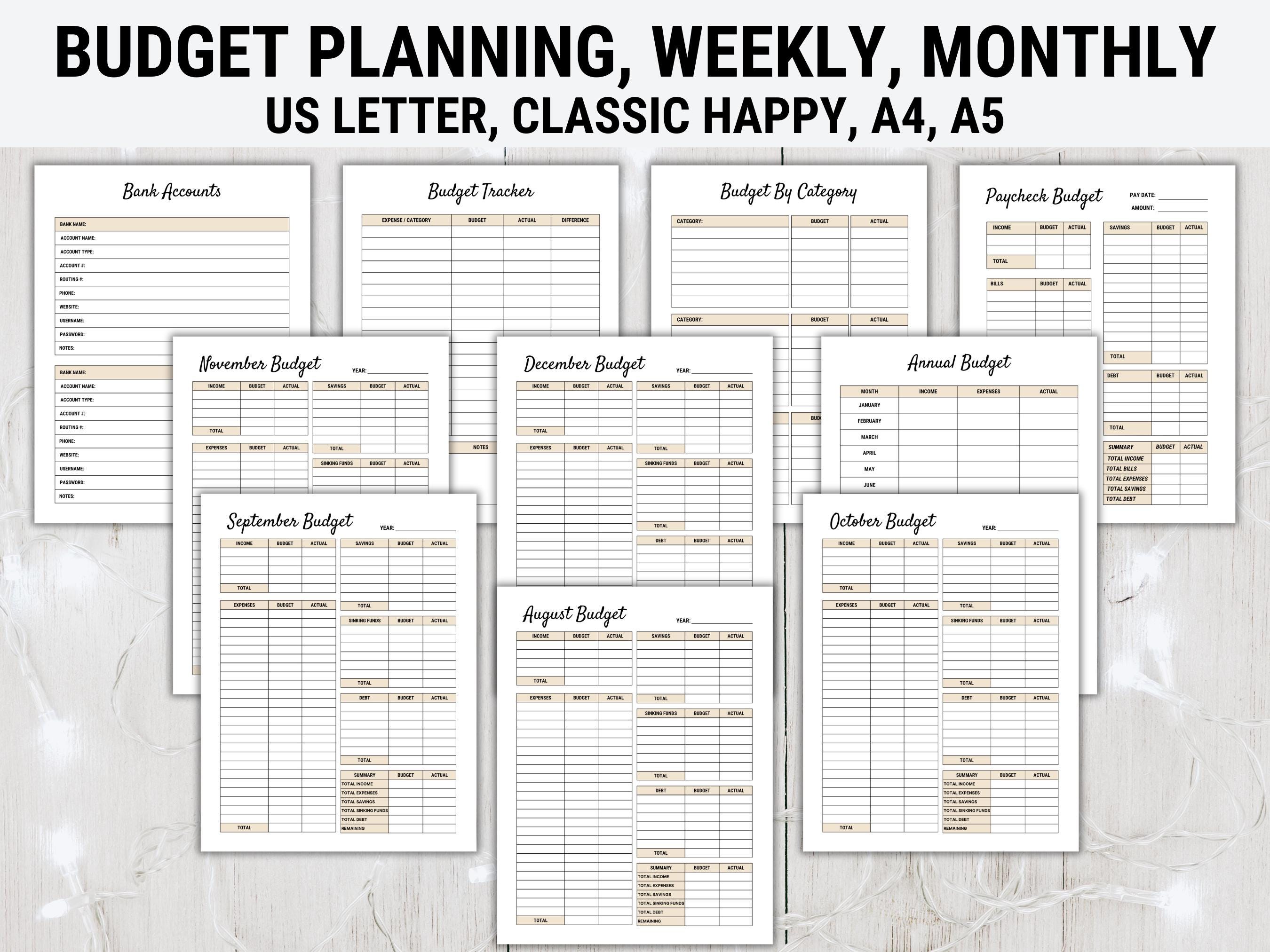 Budget Planner Printable, Finance Planner Templates, Savings Tracker ...
