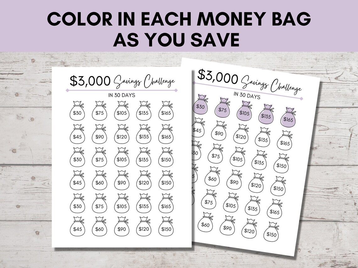 3,000 Money Saving Challenge, Save 3000 in 30 Days, 3000 Savings ...