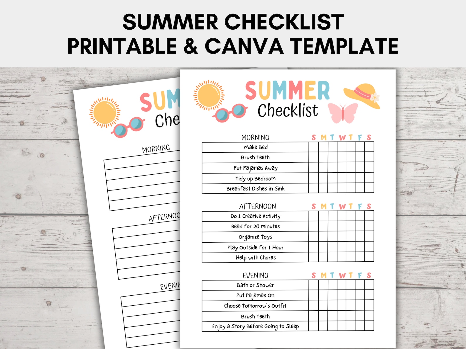 Editable Summer Checklist for Kids, Summer Child Checklist, Kids Chore ...