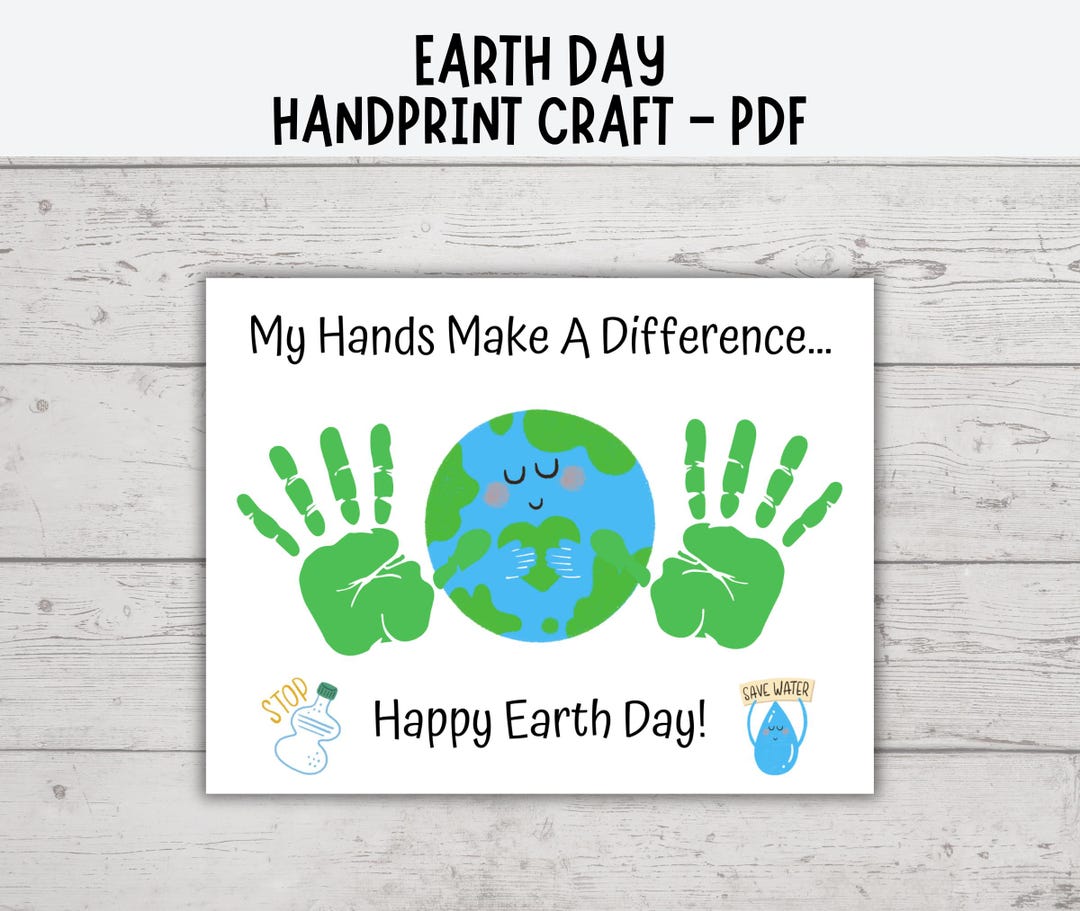 Earth Day Handprint Art, Happy Earth Day Handprint Printable Keepsake ...
