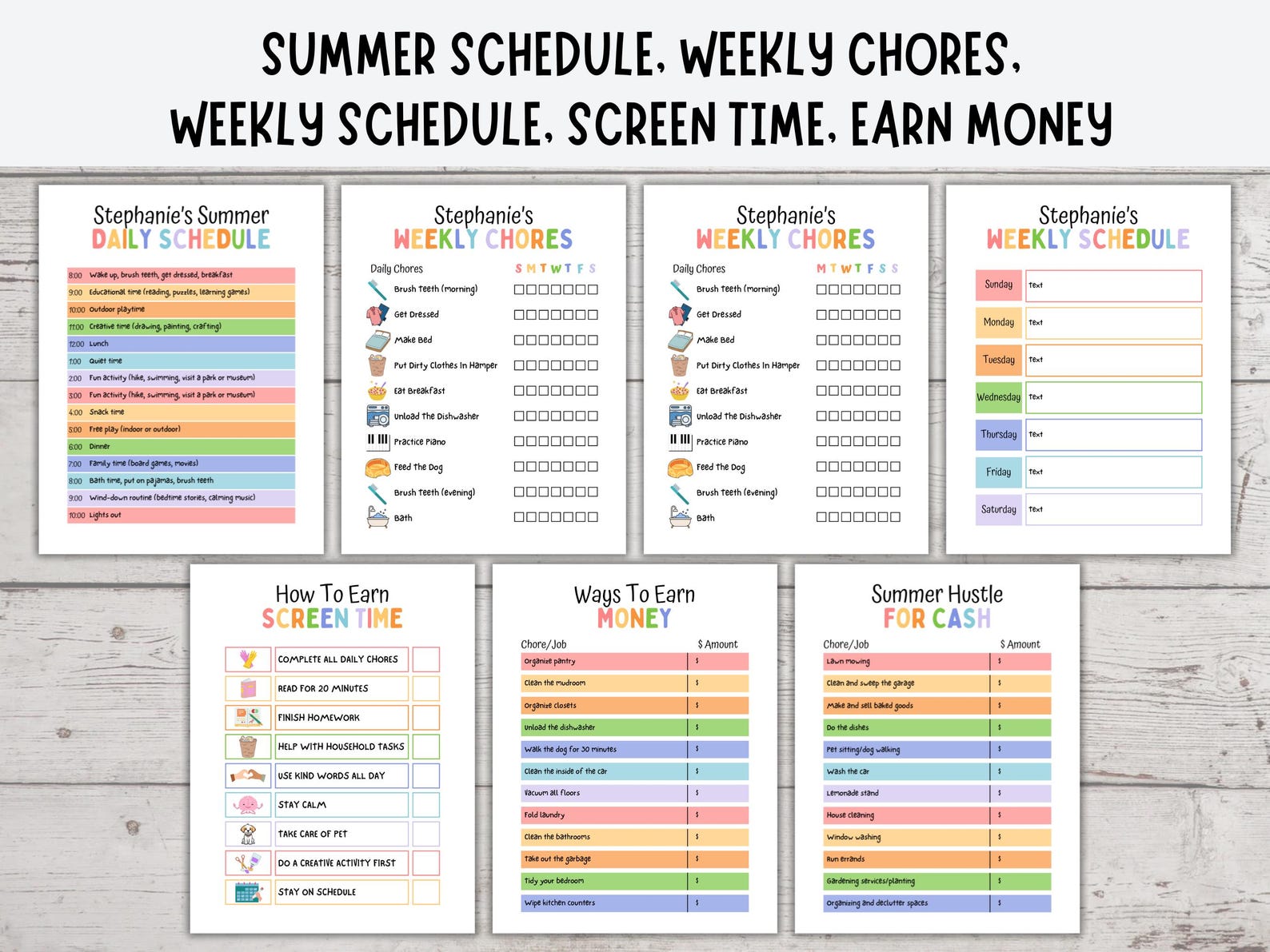 Editable Kids Chore Chart Bundle, Kids Daily Checklist, Behavior ...