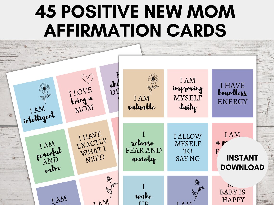 New Mom Affirmation Cards, Motherhood Encouragement Cards, New Mom ...