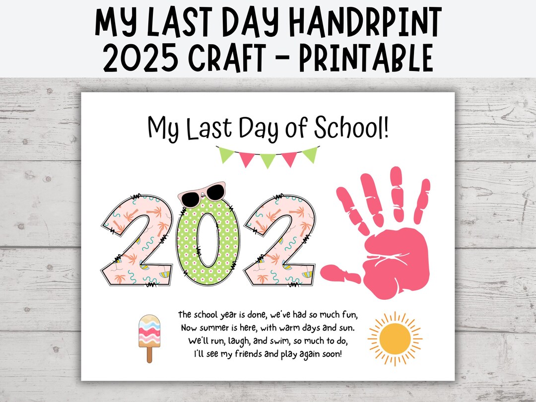 Last Day of School Handprint Craft, 2025, End of School Year Handprint ...