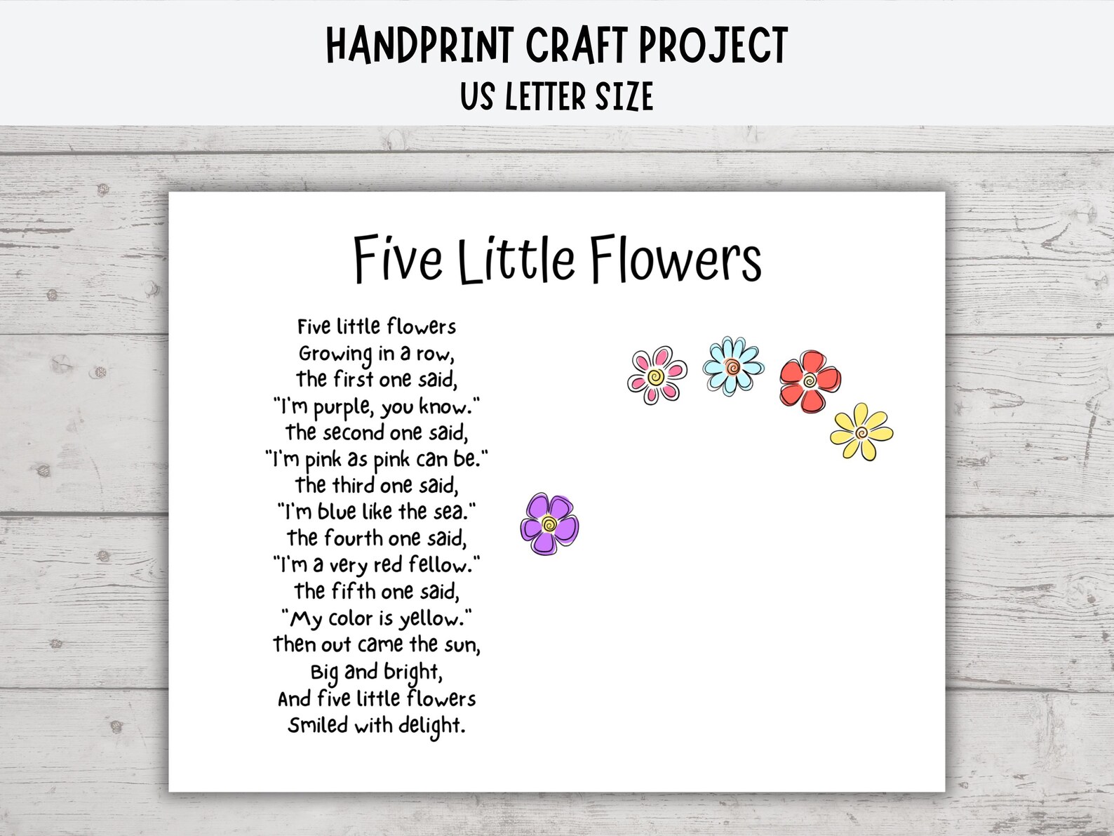 Five Little Flowers Handprint Craft, Spring Easter Handprint Art for ...