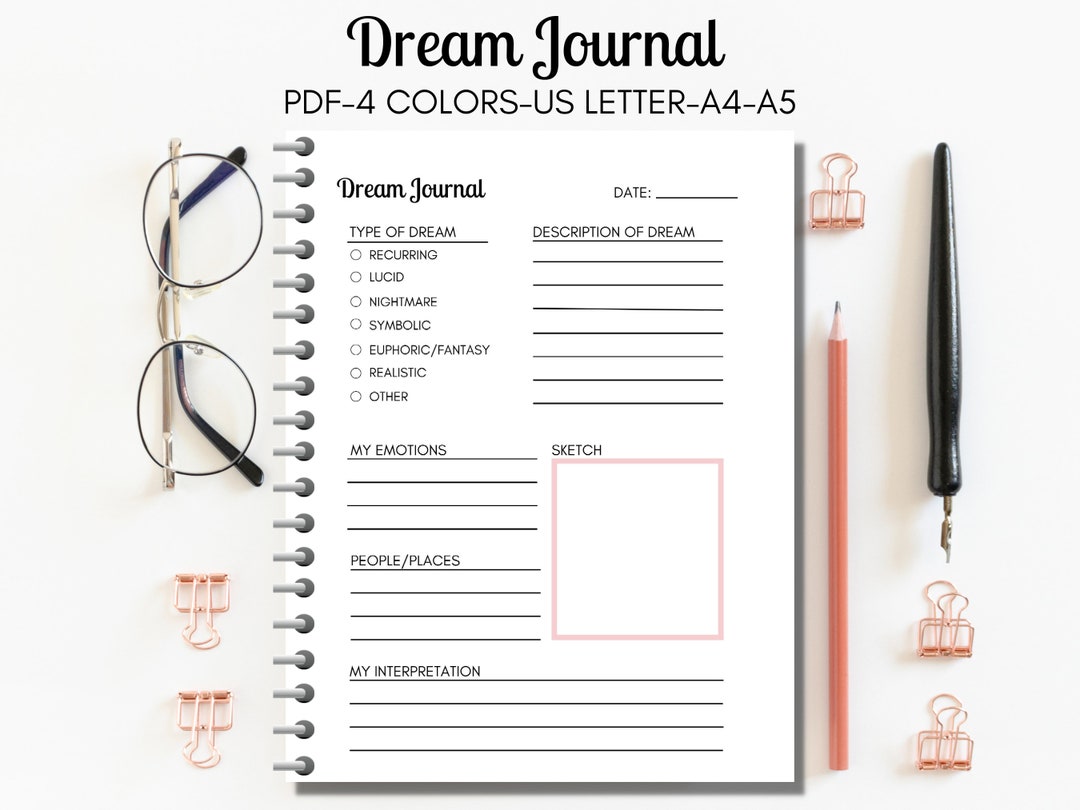Dream Journal Printable, Dream Journal PDF, Dream Tracker, Dream Diary ...