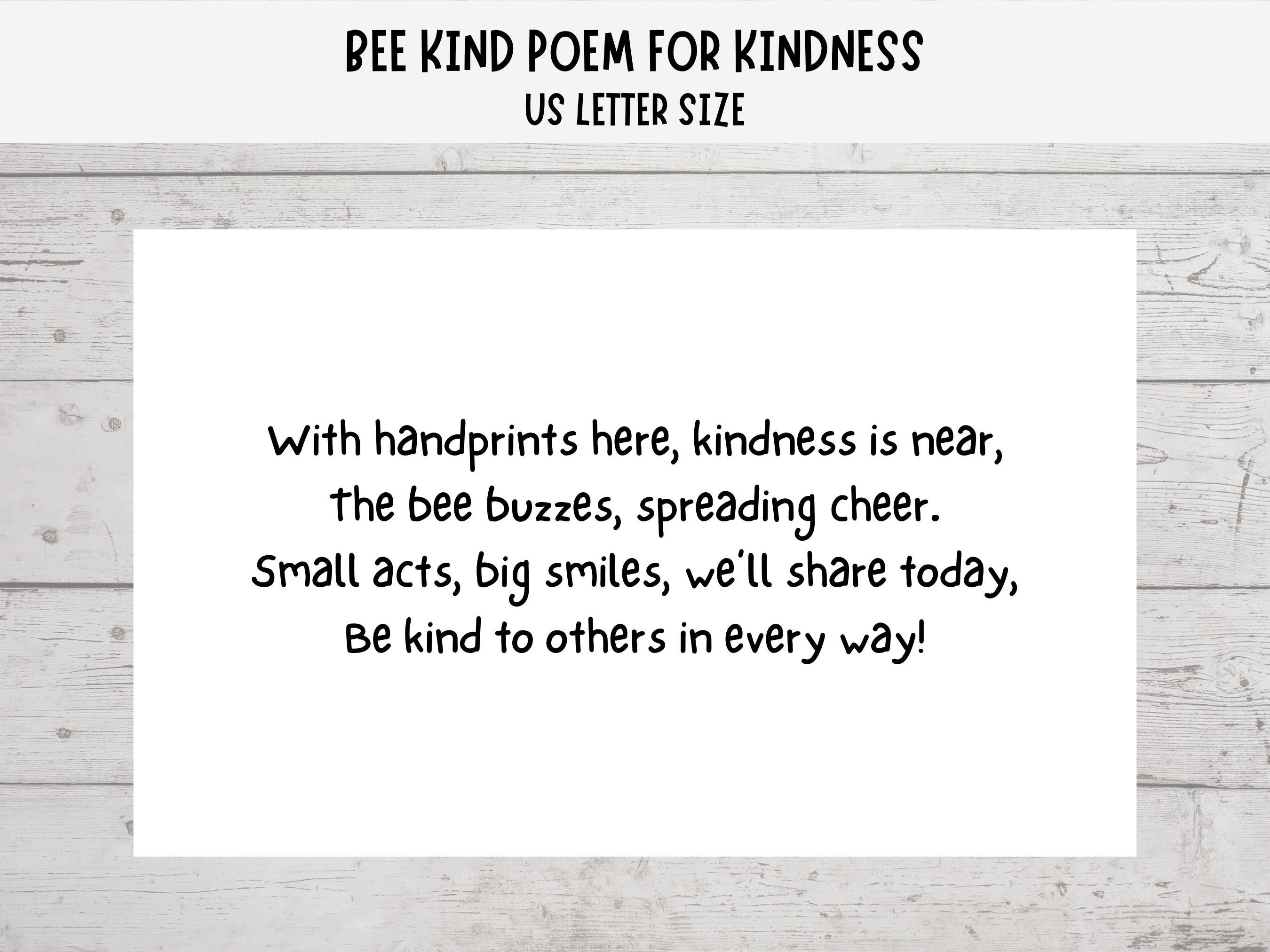 Kindness Handprint Activities, Bee Kind, Kindness Handprint Template ...