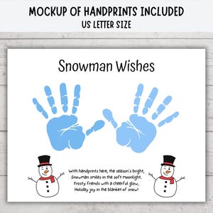 Snowman Handprint Craft, Winter Handprint Template, Merry Christmas ...