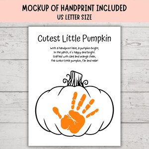 Cutest Little Pumpkin Handprint Craft, Fall Handprint Craft, Halloween ...