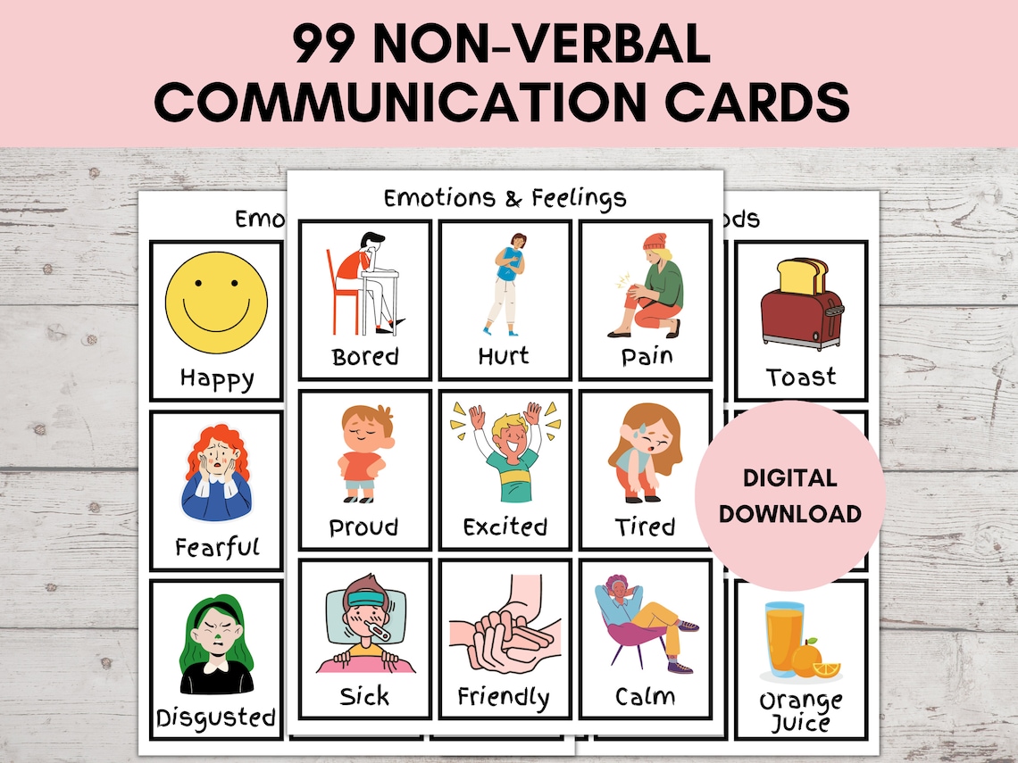 Nonverbal Communication Cards Visual Board Flash Cards - Etsy
