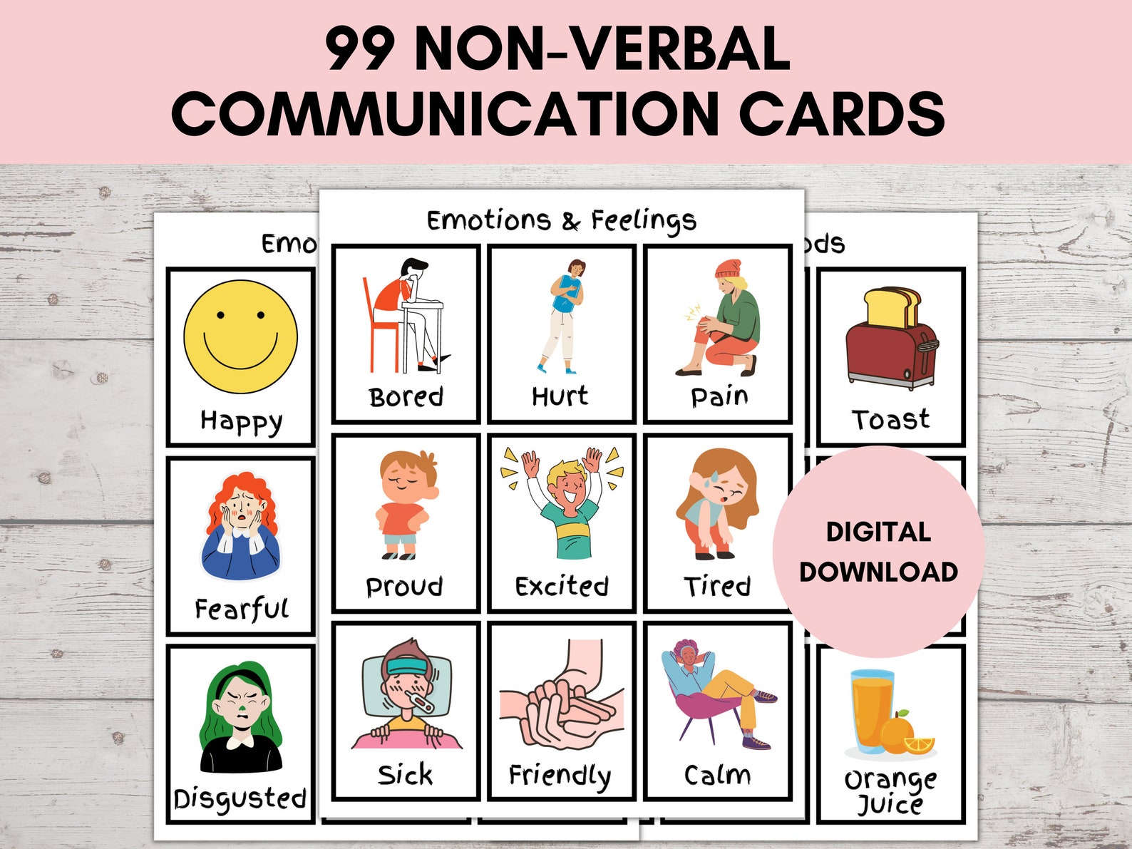 Nonverbal Communication Cards Visual Board Flash Cards - Etsy