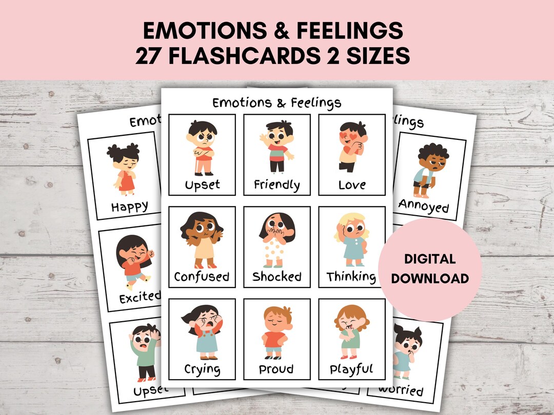 Emotions Flashcards, Feelings Flash Cards, Flashcard Printable ...