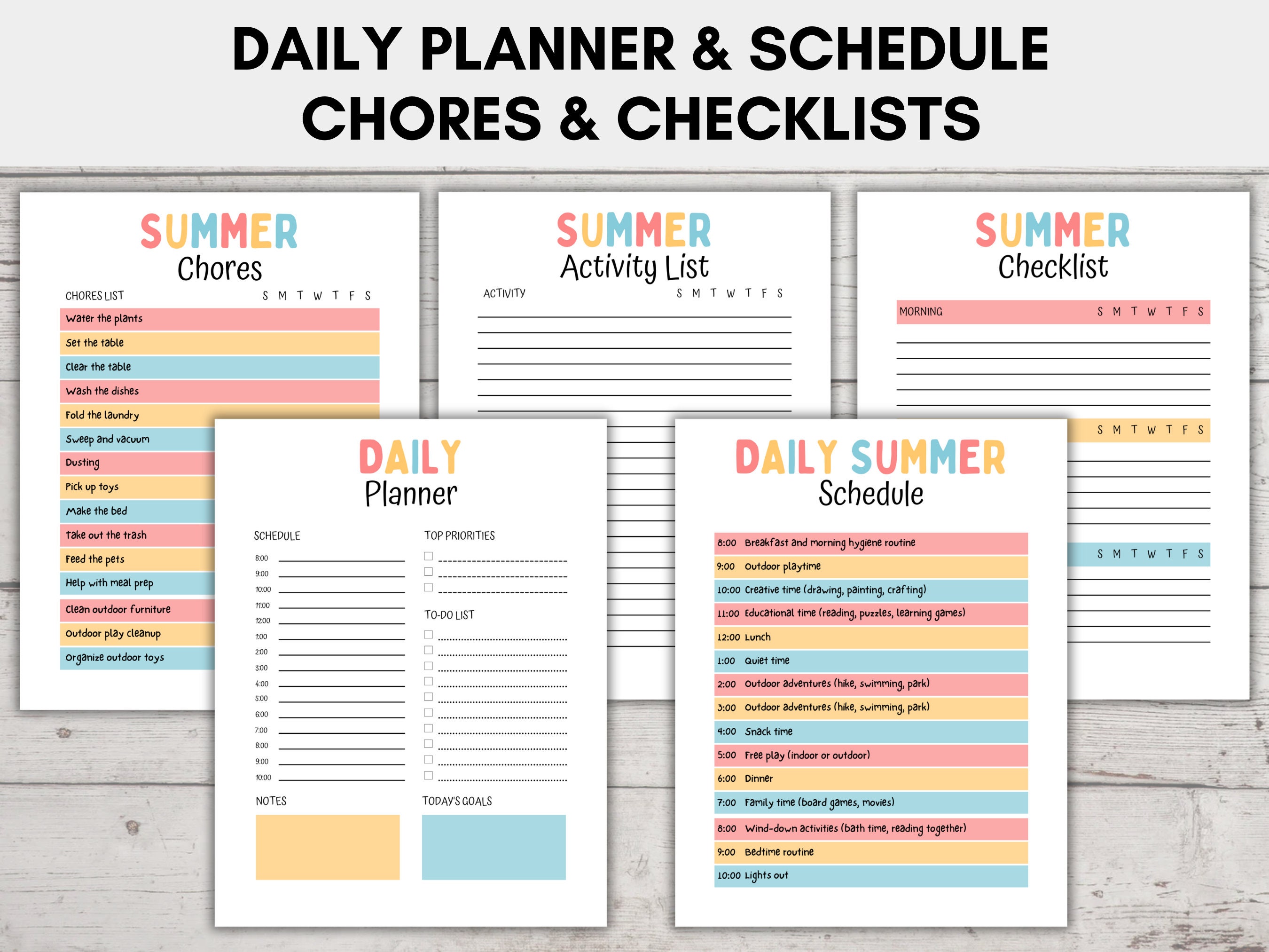 Summer Planner for Kids, 2024 Summer Calendar, Summer Chore Chart ...