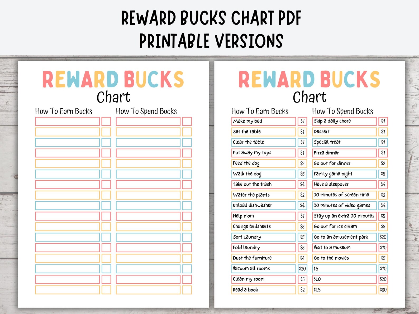 Reward Bucks for Kids, Reward Bucks Printable, Reward Chart, Good ...
