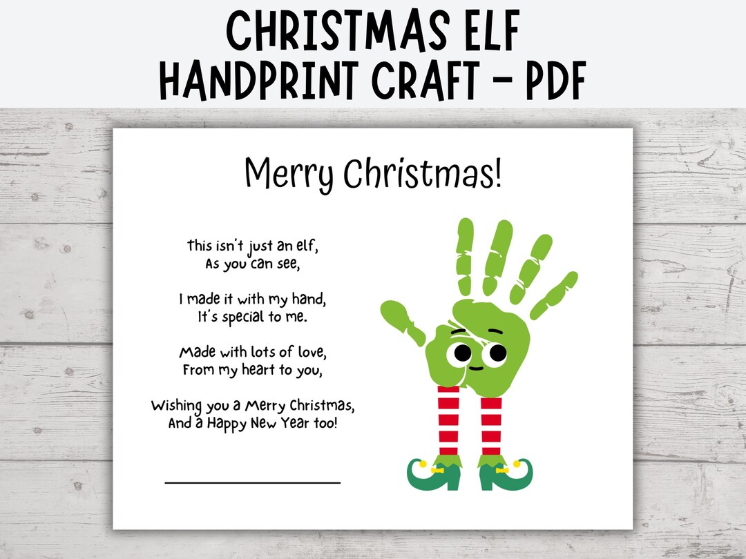 Christmas Handprint Craft, Elf Handprint Template, Merry Christmas ...