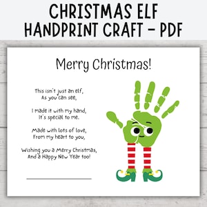 Christmas Handprint Craft, Elf Handprint Template, Merry Christmas ...