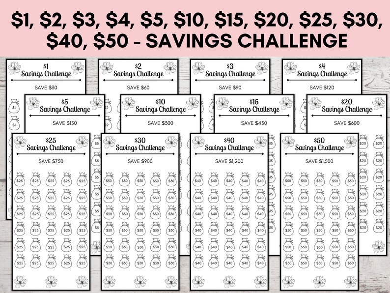 A6 Savings Challenge Printable Savings Challenge Bundle A6 - Etsy