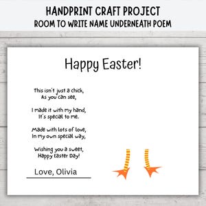 Easter Chick Handprint Craft, Spring Easter Handprint Template, Easter ...