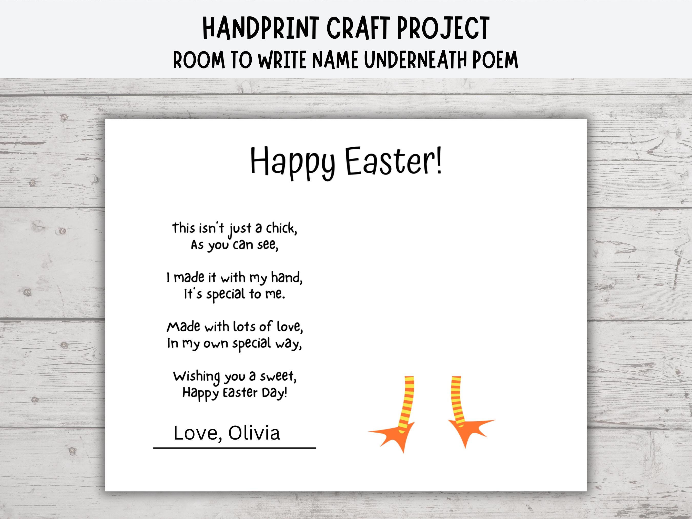 Easter Chick Handprint Craft, Spring Easter Handprint Template, Easter ...