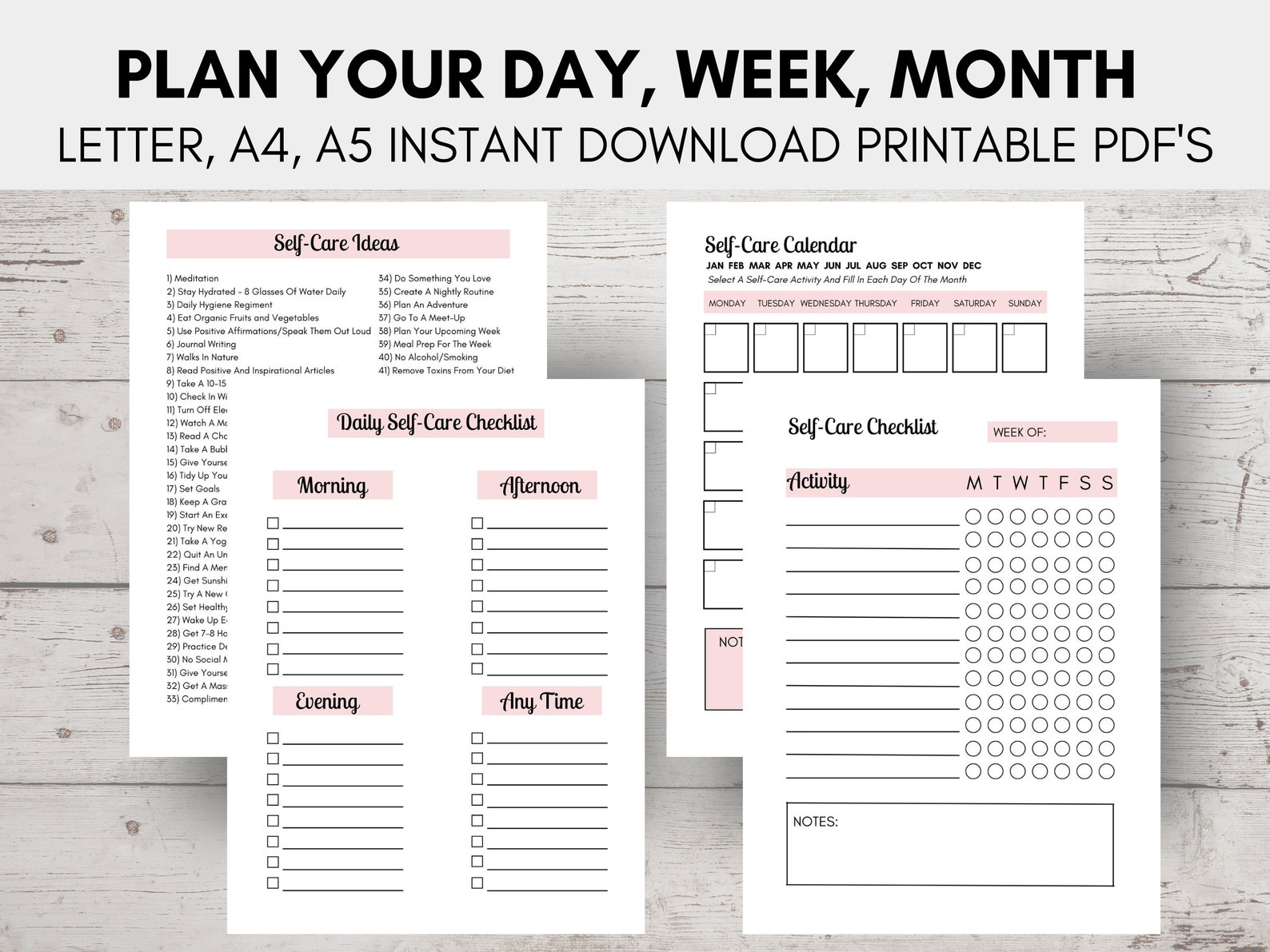 Daily Self Care Planner, Self Reflection, Sleep Mood Routine Tracker ...