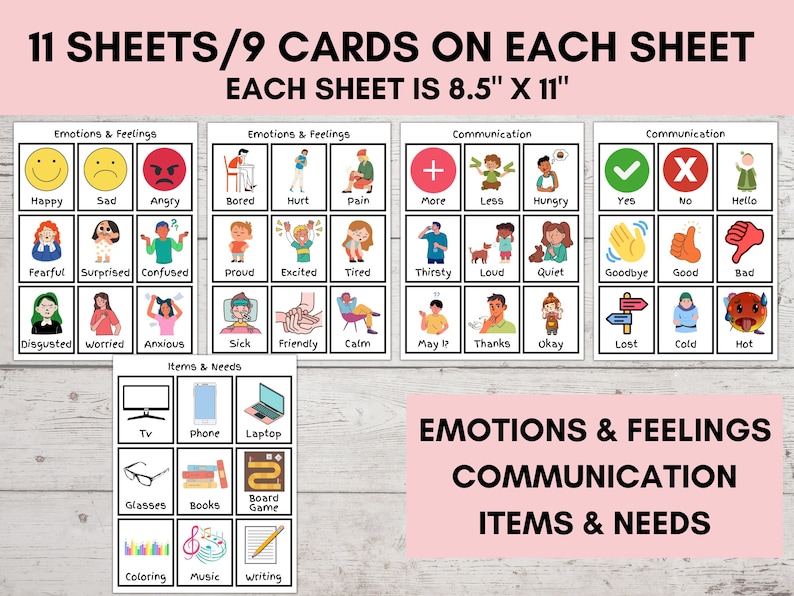 Nonverbal Communication Cards Visual Board Flash Cards - Etsy