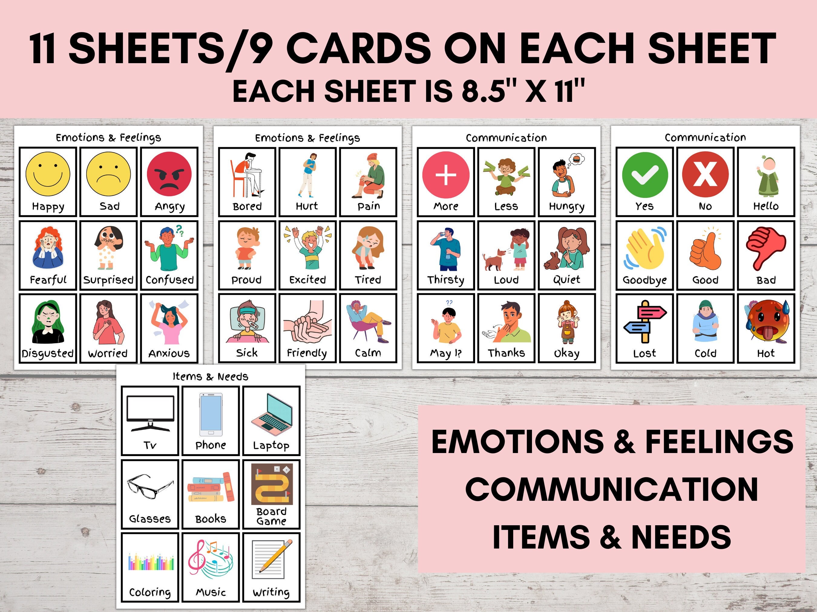 Nonverbal Communication Cards Visual Board Flash Cards - Etsy