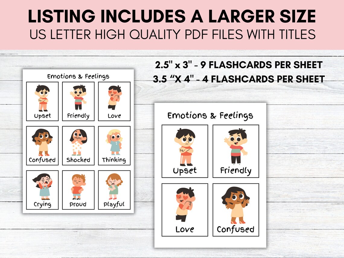 Emotions Flashcards, Feelings Flash Cards, Flashcard Printable ...