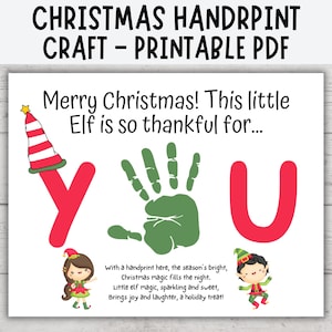 Christmas Handprint Craft, Elf Handprint Template, Merry Christmas ...